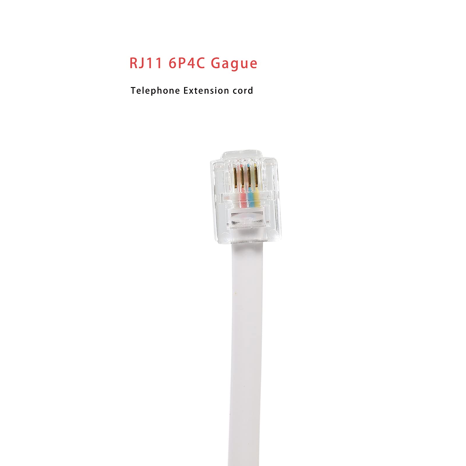 Vthahaby 50 Feet Long Telephone Extension Cord Phone Cable Line Wire, with Standard RJ11 Plug and 1 in-Line Couplers and 15 Cable Clip Holders-White (White 15M)