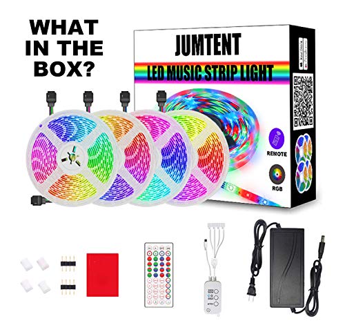 LED Strip Lights, 65.6FT Strips Light 5050 RGB Music Sync String Lights Bedroom strip light Color Changing Rope Lights APP Control +44 Keys Remote for Bedroom Sitting Room Kitchen Home Party 4Roll 20M