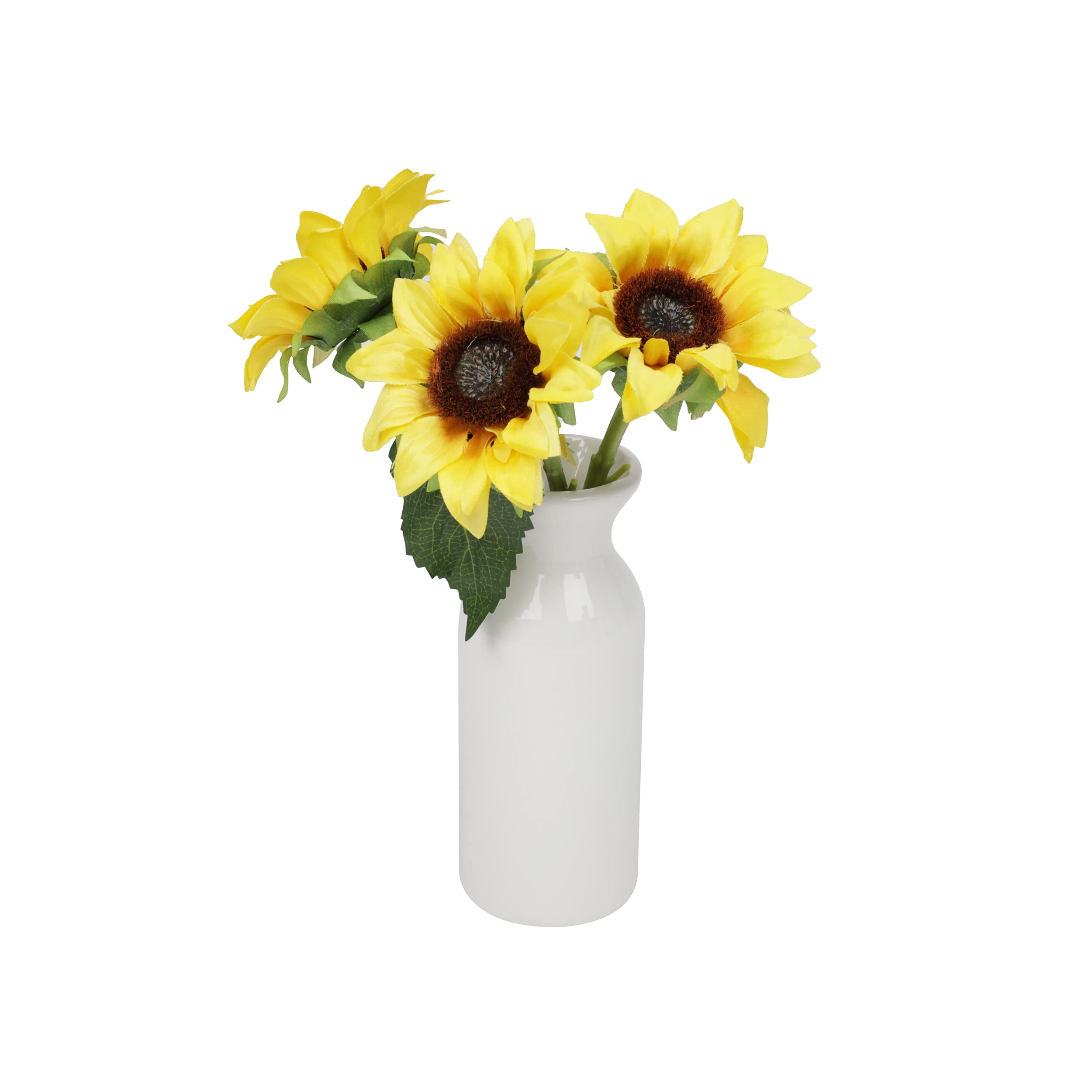 Mind Reader Decorative Canister Set, Rustic Tabletop Decorations, Triple Vase Display Arrangement, Faux Floral Holders, Varying Sizes, Farmhouse Style, Pack of 3, Ceramic, White
