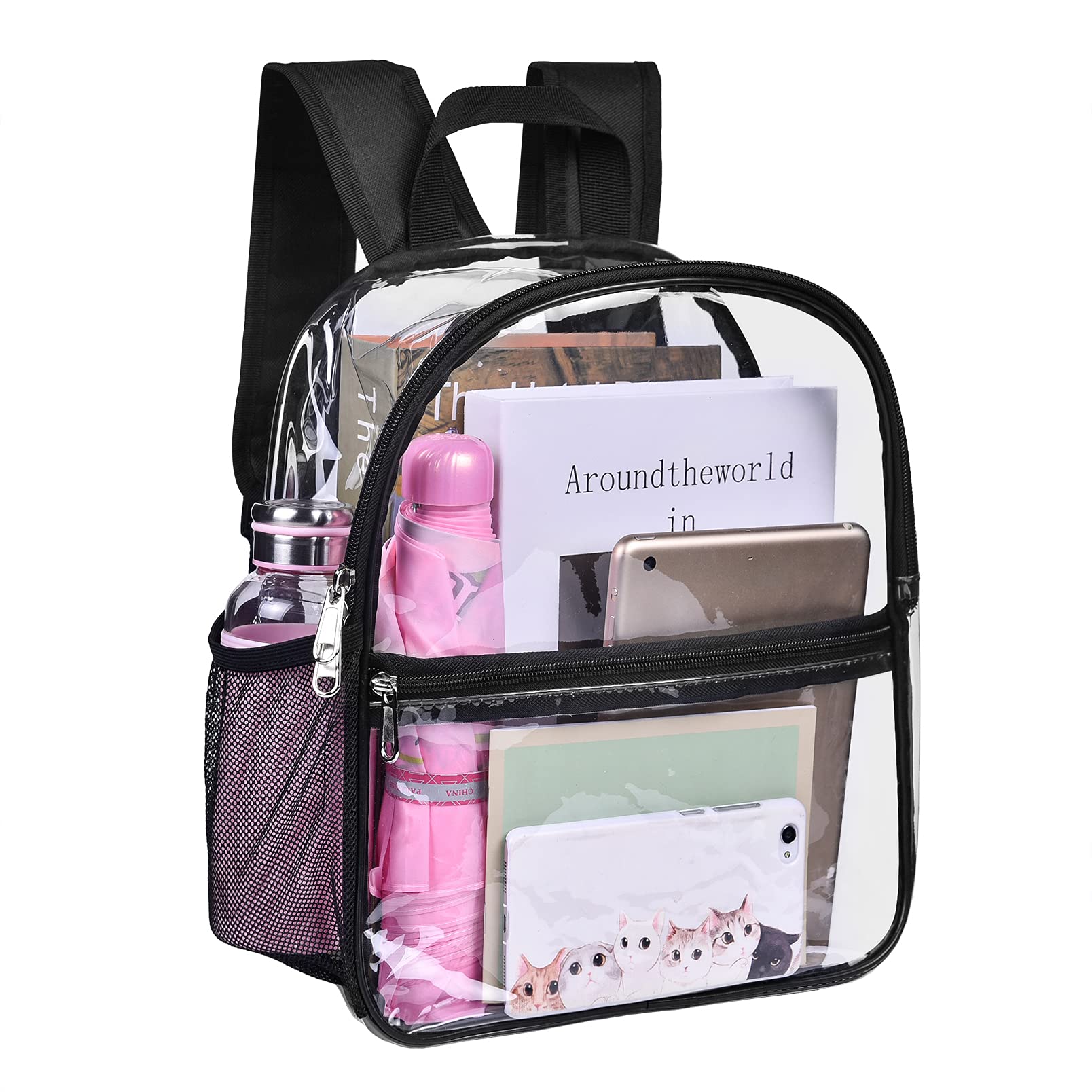 Clear Small Backpack Stadium Approved + Clear Purse Crossbody Bag, Waterproof Clear Bag for Women