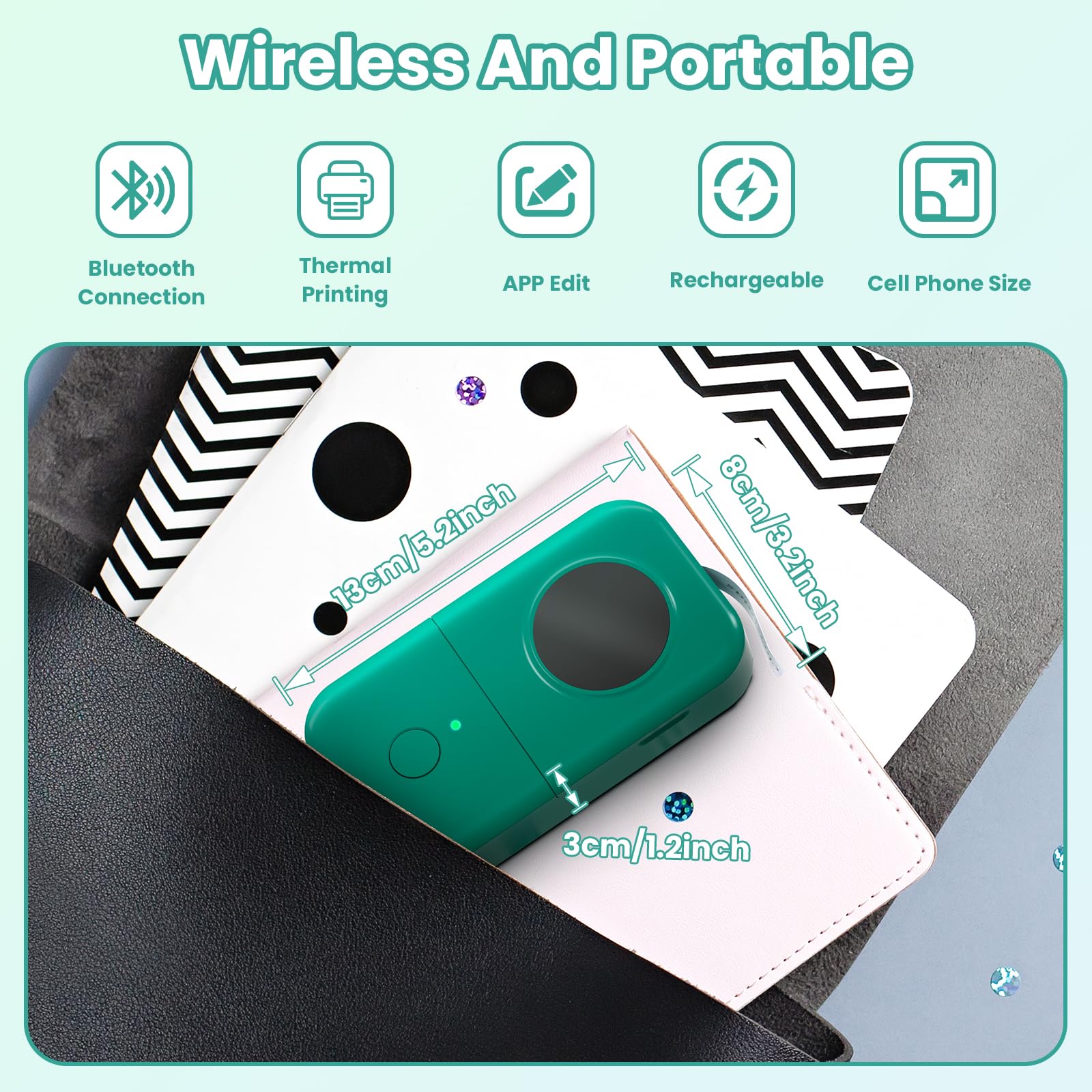 Label Maker - Thermal Smart Mini Label Printer Machine - COLORWING D30 Bluetooth Wireless Portable Labeling Printer, Compatible with iOS & Android (USB Rechargeable)