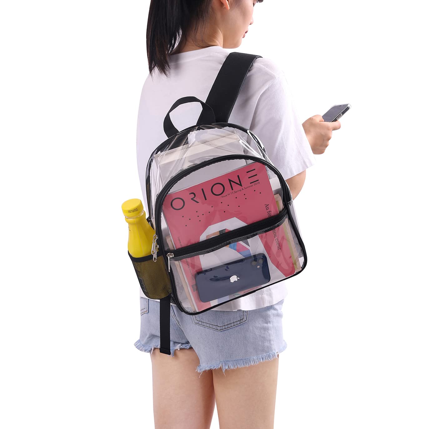 Clear Small Backpack Stadium Approved + Clear Purse Crossbody Bag, Waterproof Clear Bag for Women