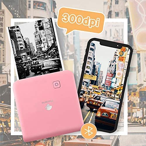 Phomemo M02 Pro Mini Thermal Printer- Bluetooth Photo Printer with 3 Rolls Transparent Sticker Paper, Compatible with iOS + Android for Plan Journal, Study Notes, Art Creation, Work, Gift, Pink