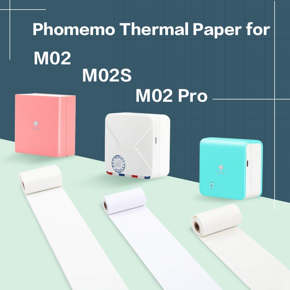 Phomemo M02 Pro Mini Thermal Printer- Bluetooth Photo Printer with 3 Rolls Transparent Sticker Paper, Compatible with iOS + Android for Plan Journal, Study Notes, Art Creation, Work, Gift, Pink