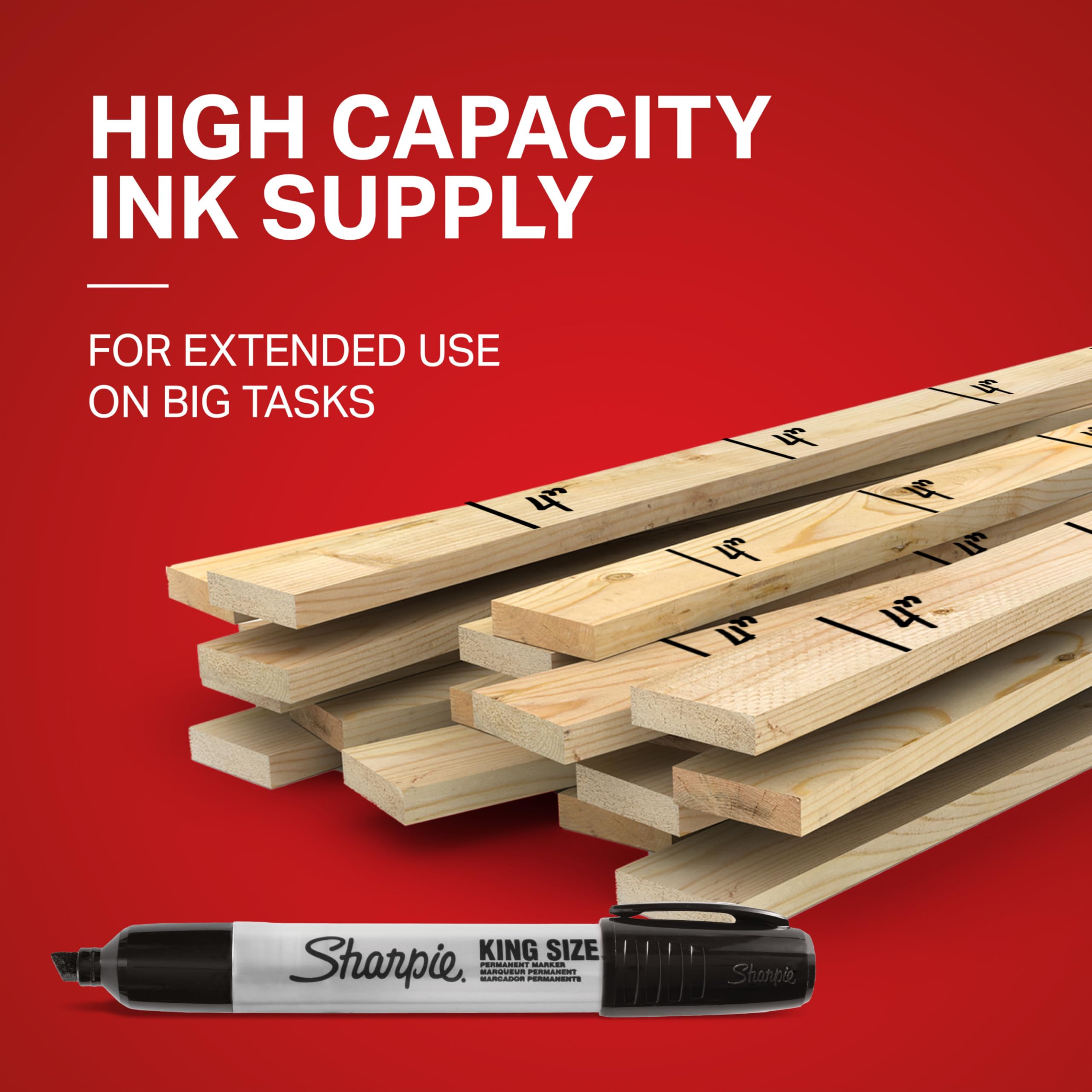 Sharpie 15661PP King Size Permanent Markers Black 4/Pack