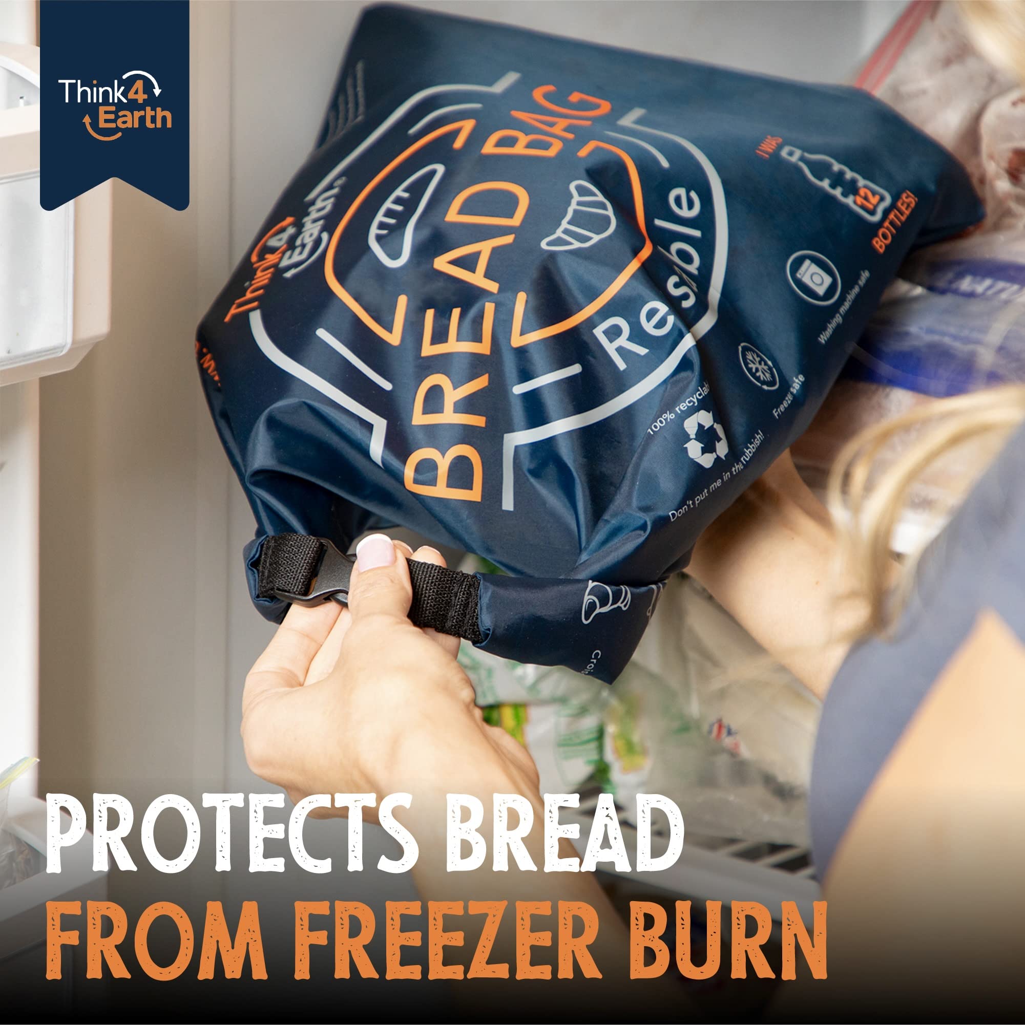 Think4Earth - (2 Pack) Bread Bag - Reusable freezer bread bag for homemade bread maker gift giving - Bread Container for Sourdough Loafs Storage, Large Bread Bags for Homemade Bread with Lining
