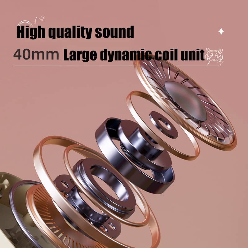 Loluka Wired Headphones Cute Cat Design Foldable Light Weight Headphones Stereo Sound for Boys & Girl Wired Headset Over Ear Headphone with Both Bluetooth and Cable for Cellphone and PC