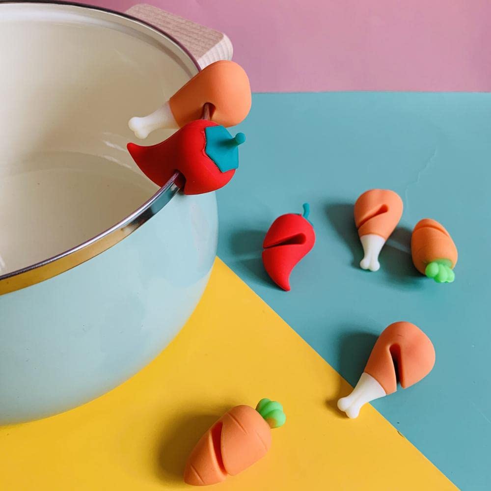 Spill-Proof Lid Lifters Carrot Shape Silicone Lid Lifters Steam Releaser for Soup Pot and Saucepan, Unique Kitchen Gadgets Cooking Helper(3PCS)