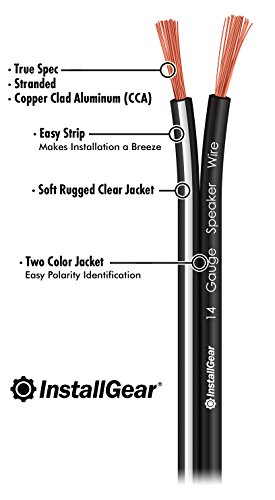 InstallGear 14 Gauge AWG 30ft Speaker Wire Cable - Black (Great Use for Car Speakers Stereos, Home Theater Speakers, Surround Sound, Radio)