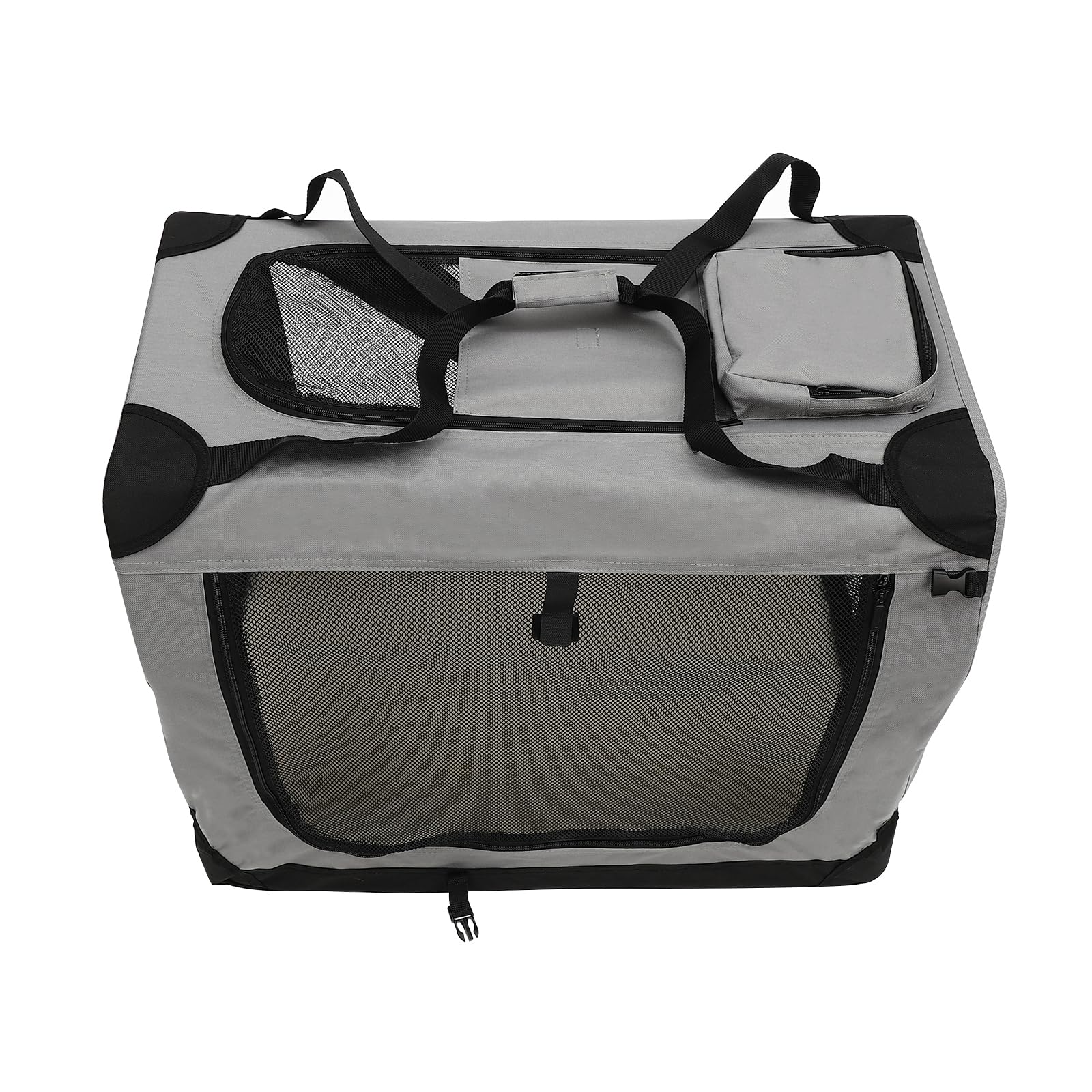 DYNAMI 27.5 inch Collapsible Crate for Dogs,3-Door Foldable Soft Kennel with Mesh Windows,Portable Dog Travel Crate with Strong Steel Frame,for Indoor & Outdoor Travel