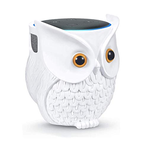 LDYAN Owl Holder Stand, Owl Statue Smart Speaker Holder Stand for Echo Dot 4th/3rd/2nd and 1st Generation, Google Home Mini/Google Nest Mini (2nd Gen),Cartoon Decor Owl Shape Home Decor - White