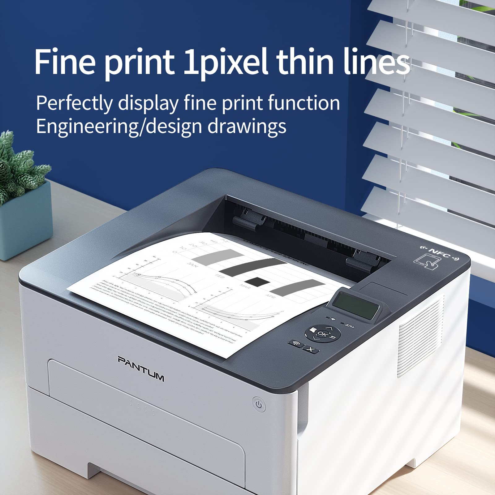 Pantum Monochrome Laser Printer Black and White Laser Printer Wireless Small Computer Printer with Auto Duplex 2-Sided Printer Home Use with Mobile Printing and School Student, 30ppm P3012DW