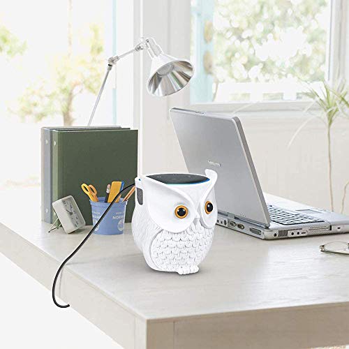 LDYAN Owl Holder Stand, Owl Statue Smart Speaker Holder Stand for Echo Dot 4th/3rd/2nd and 1st Generation, Google Home Mini/Google Nest Mini (2nd Gen),Cartoon Decor Owl Shape Home Decor - White
