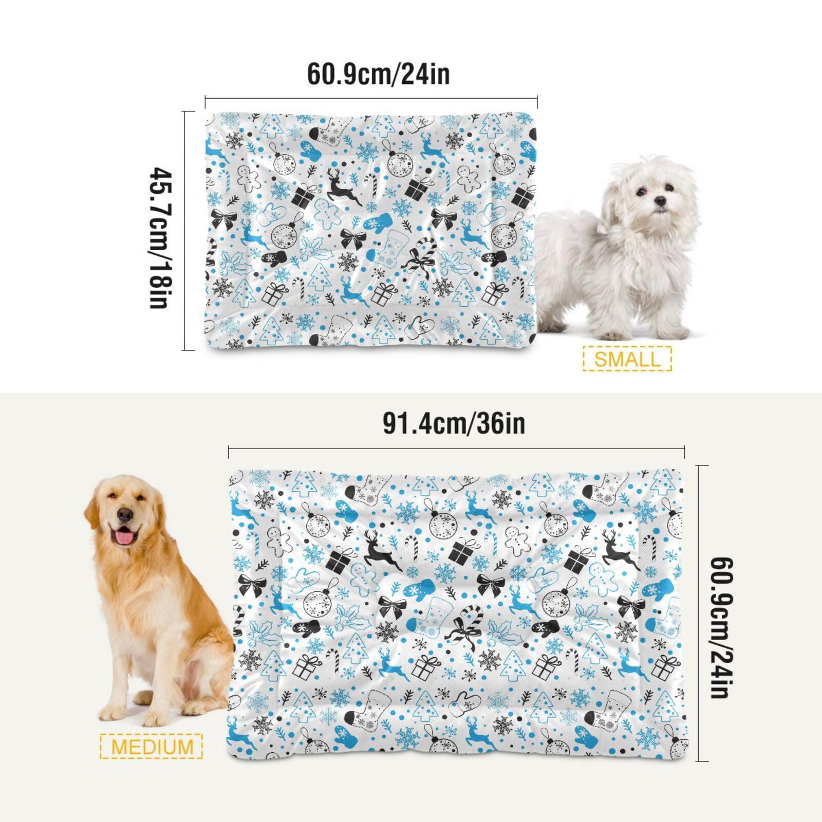 Coikll Cute Animals Christmas Pet Bed Pad Soft Dog Bed Mat with Anti-Slip Bottom, Machine Washable Crate Pad Mattress for Dog Sleeping- 24 * 18inches