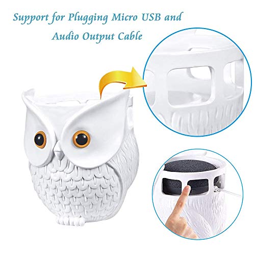 LDYAN Owl Holder Stand, Owl Statue Smart Speaker Holder Stand for Echo Dot 4th/3rd/2nd and 1st Generation, Google Home Mini/Google Nest Mini (2nd Gen),Cartoon Decor Owl Shape Home Decor - White