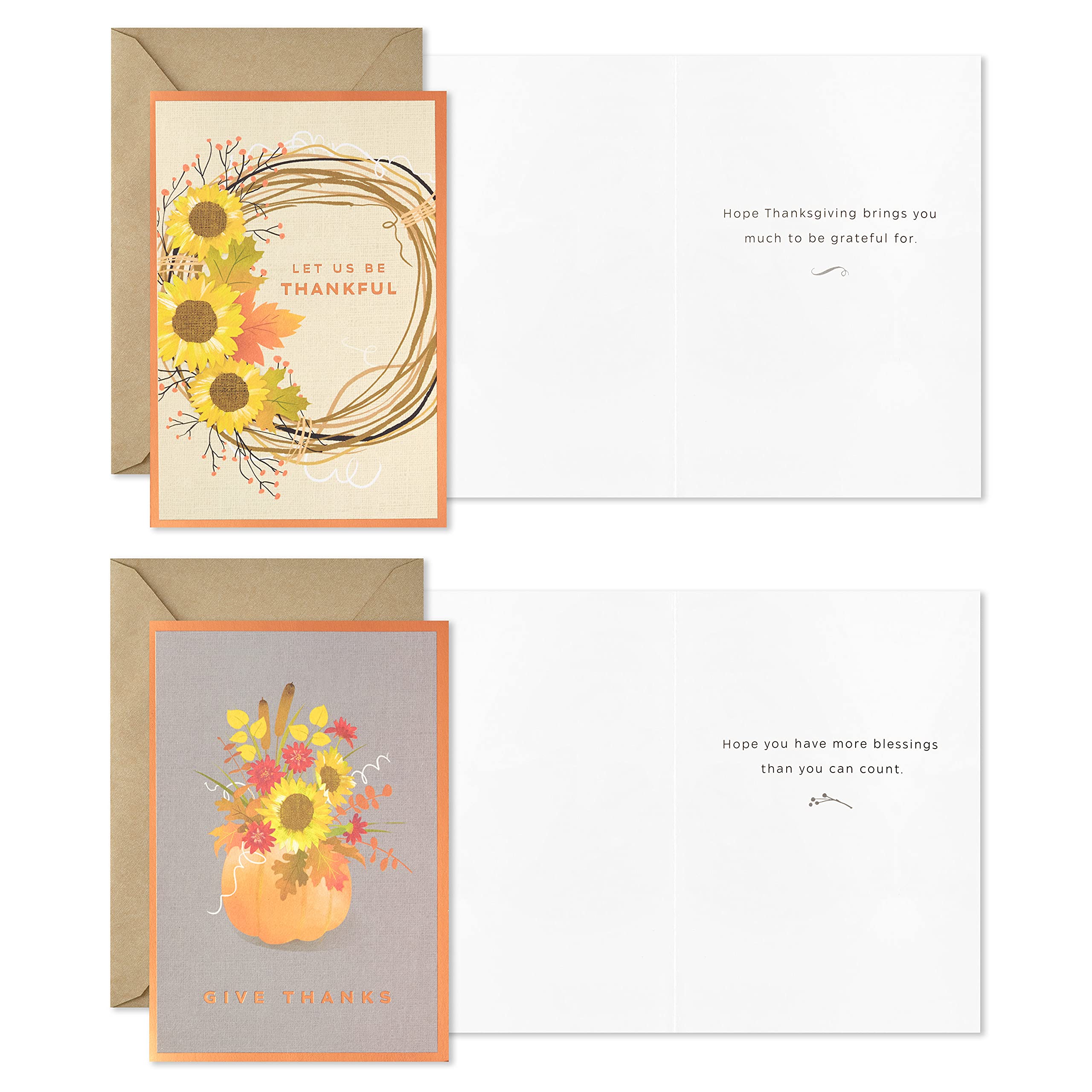 Hallmark Thanksgiving Cards Assortment, Thankful (36 Assorted Cards with Envelopes)