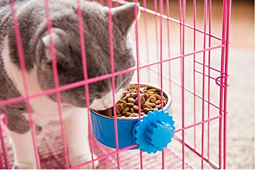 DEVILMAYCARE Pet Feeder Dog Bowl Stainless Steel Food Hanging Bowl Crates Cages Dog Parrot Bird Pet Drink Water Bowl Dish Accessory (S: 4.5''x2'', Pink)