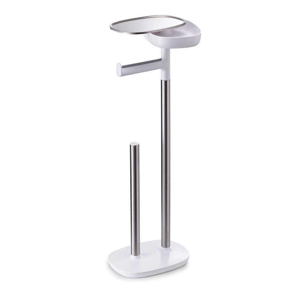 Joseph Joseph 70518 EasyStore Butler Toilet Paper Holder Stand and Spare Roll Storage with Shelf and Drawer, Stainless Steel