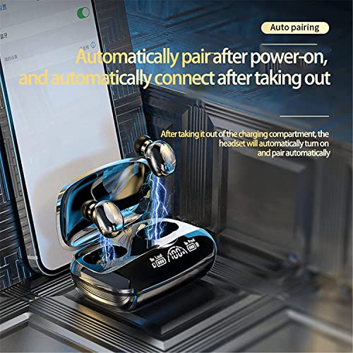 Wireless Earbuds,Bluetooth 5.2 Powerful Bass True Wireless Earphones,IPX6 Waterproof Touch Control HiFi Stereo Sound In Ear CVC8.0 Tech Noise Reduction Headphones with Mic,One-Step Pairing,LED Display