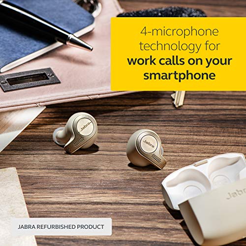 Jabra Elite 65t Alexa Enabled True Wireless Earbuds with Charging Case – Gold Beige (Renewed)