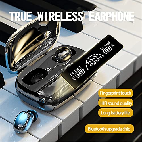 Wireless Earbuds,Bluetooth 5.2 Powerful Bass True Wireless Earphones,IPX6 Waterproof Touch Control HiFi Stereo Sound In Ear CVC8.0 Tech Noise Reduction Headphones with Mic,One-Step Pairing,LED Display