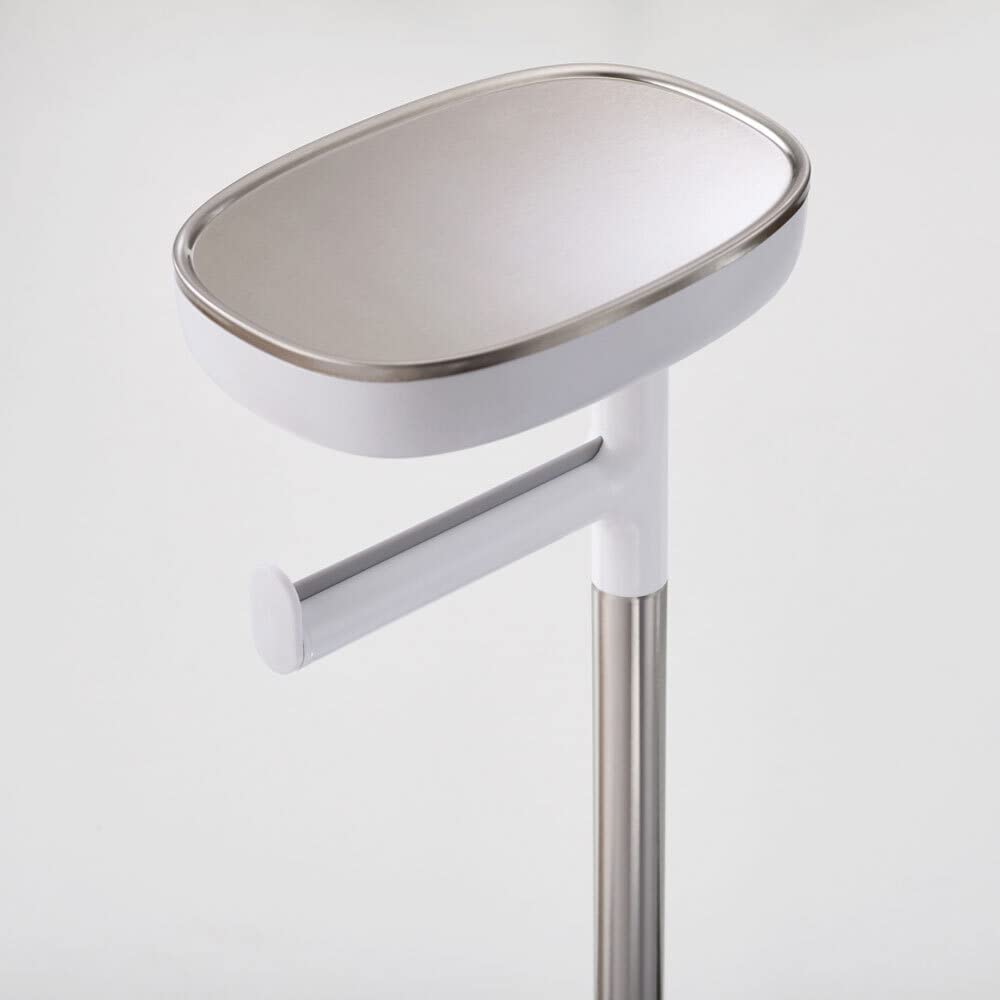Joseph Joseph 70518 EasyStore Butler Toilet Paper Holder Stand and Spare Roll Storage with Shelf and Drawer, Stainless Steel
