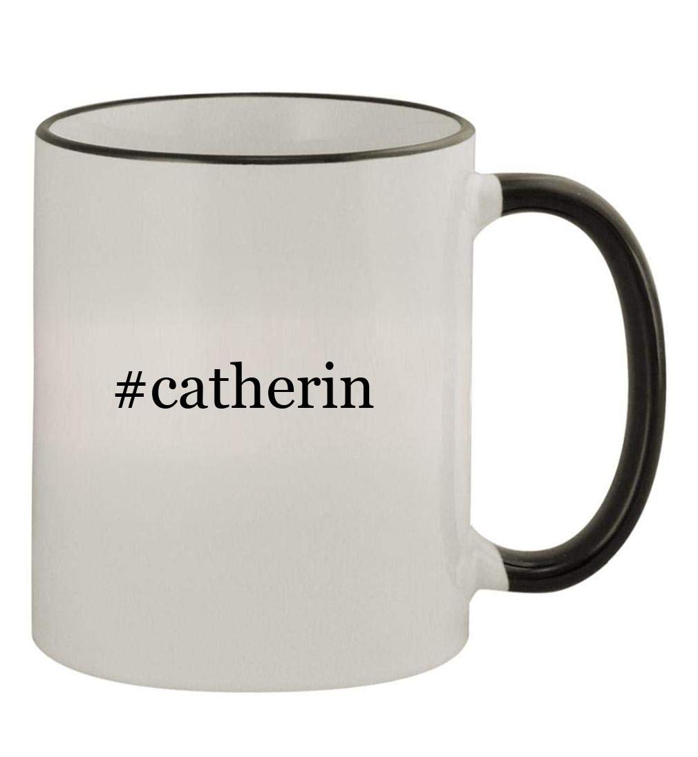#catherin - 11oz Colored Handle and Rim Coffee Mug, Black