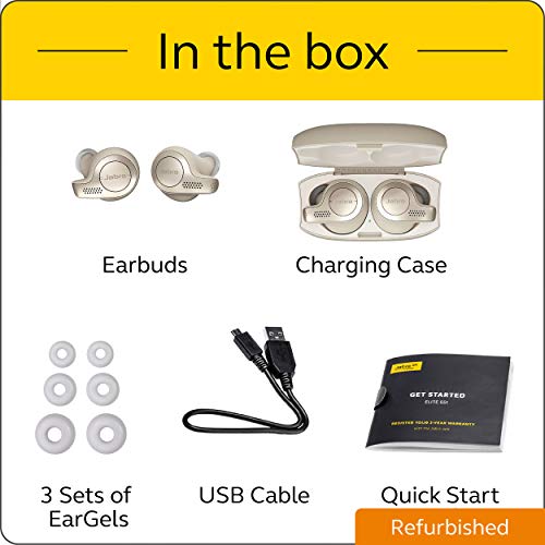 Jabra Elite 65t Alexa Enabled True Wireless Earbuds with Charging Case – Gold Beige (Renewed)