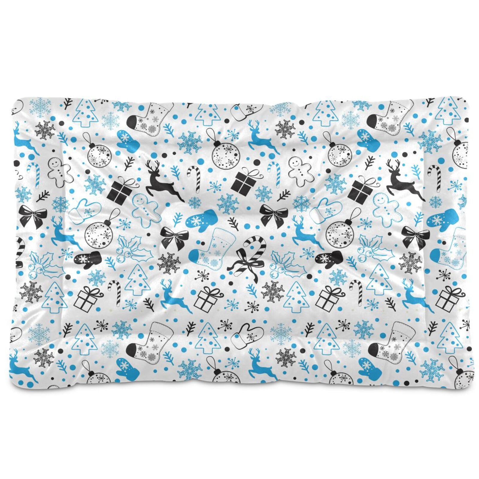 Coikll Cute Animals Christmas Pet Bed Pad Soft Dog Bed Mat with Anti-Slip Bottom, Machine Washable Crate Pad Mattress for Dog Sleeping- 24 * 18inches