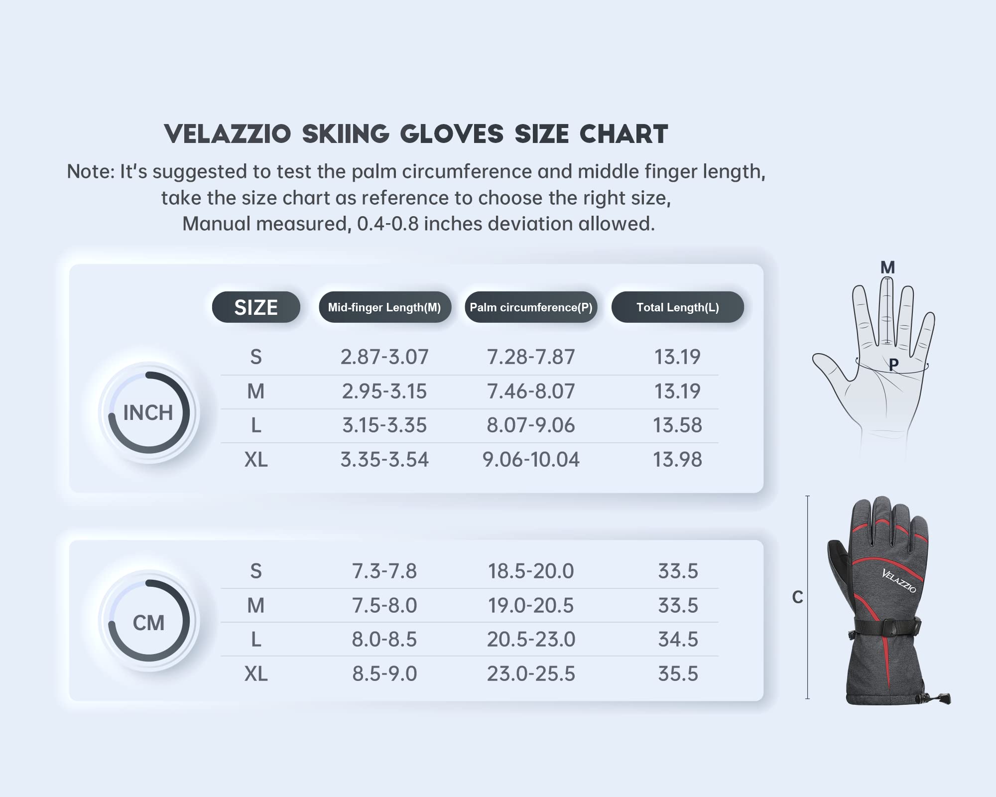 VELAZZIO Eco Gray Ski Gloves - Red, M