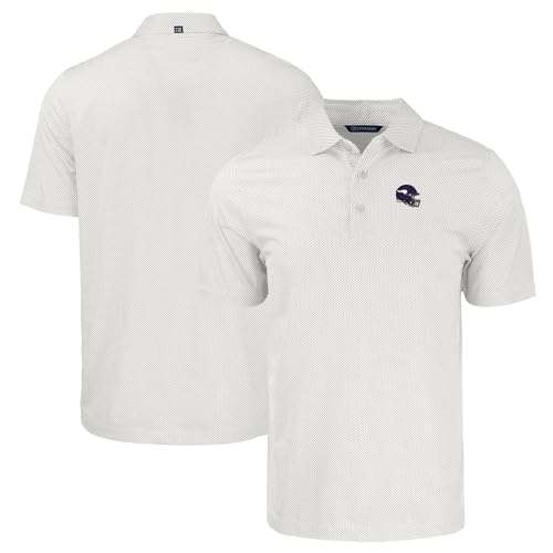 Cutter & Buck Men's White/Gray Minnesota Vikings Helmet Big & Tall Pike Eco Symmetry Print Stretch Recycled Polo