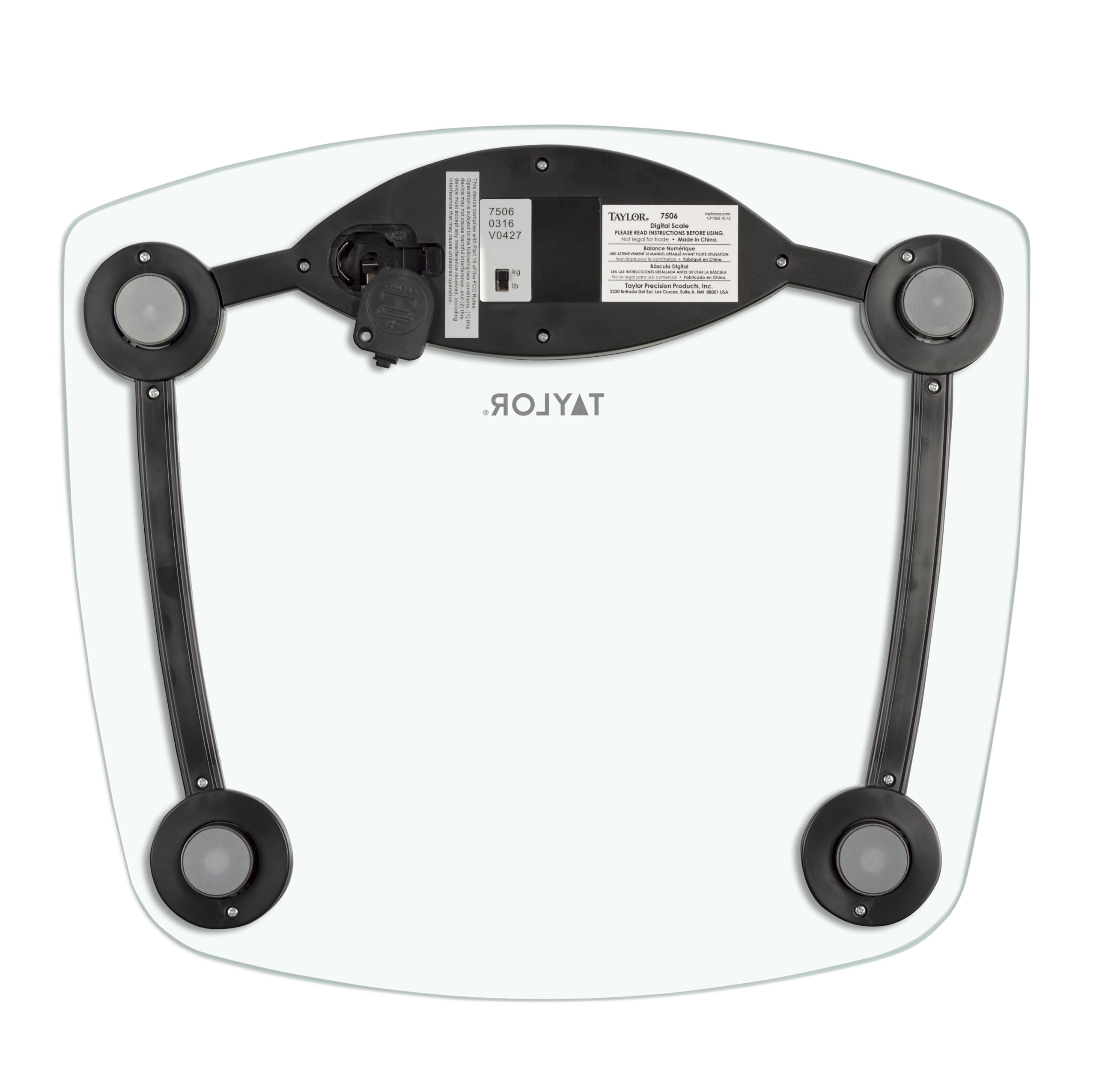 Taylor Precision Products Digital Bathroom Scale, Highly Accurate Body Weight Scale, Instant On and Off, 400 lb, Sturdy Clear Glass with Chrome Finish Base