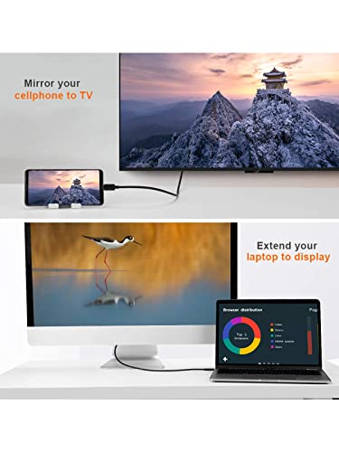 CableCreation USB C to HDMI Cable 4K@60Hz HDR, 6FT USB C to HDMI Cord, Compatible with MacBook Pro 2020, iPad Pro 2020, Surface Book 2, S20, S10 to TV, Projector, Monitor, Black
