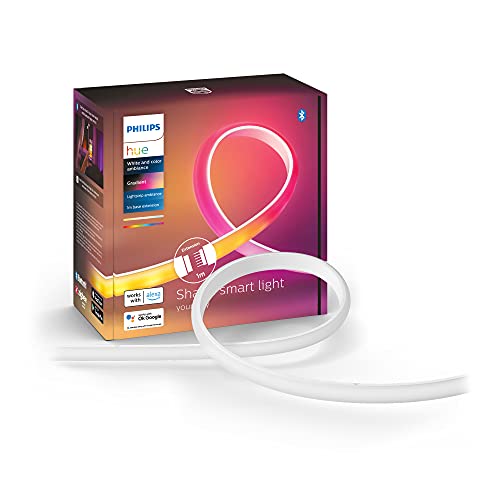 Philips Hue Gradient Light Strip 1m Extension, for Syncing with Entertainment, Media and Music, with Bluetooth, Compatible with Alexa, Google Assistant and Apple Homekit, White