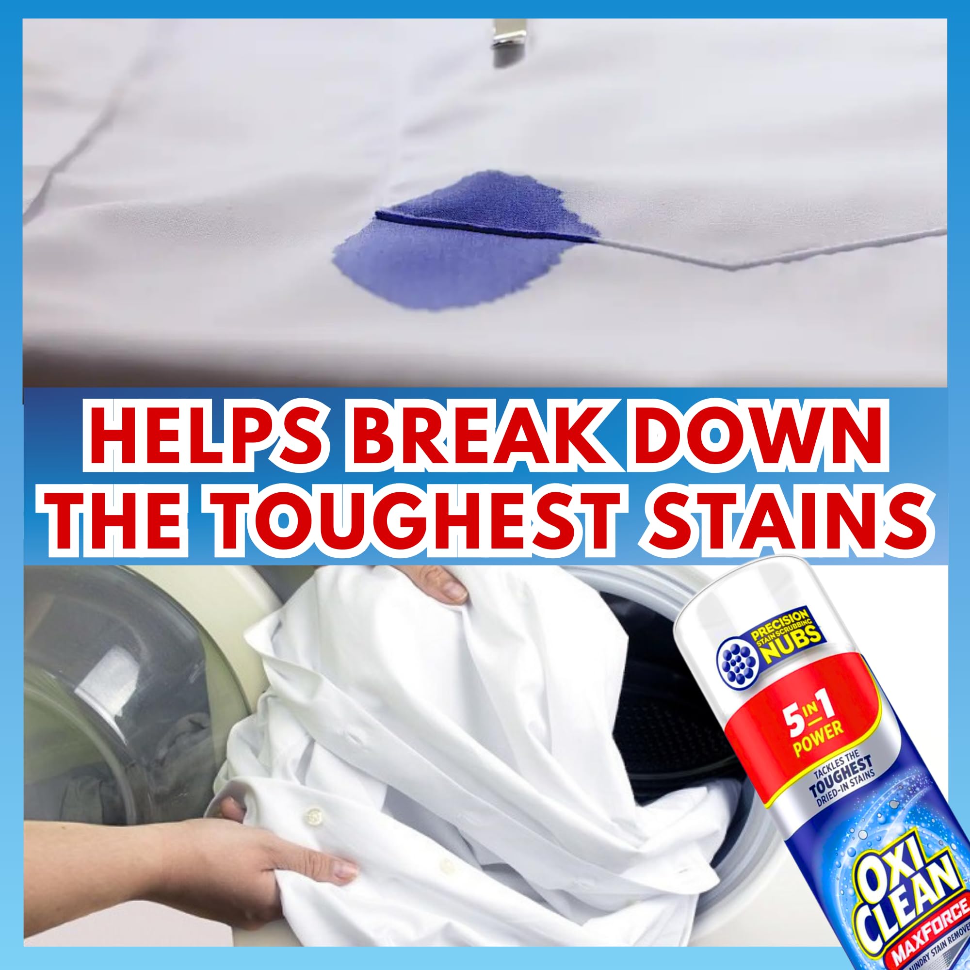 OxiClean Max Force - Laundry Stain Remover Gel Stick - 6.2 OZ + 1 Gaudum Laundry Stain Brush (2)