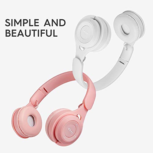 Heave M6 Wireless Foldable Headset Macarons Heavy Bass Bluetooth Gaming Headphone,Wireless Over Ear Headset for Home Office,150 Hours Long Standby Time White