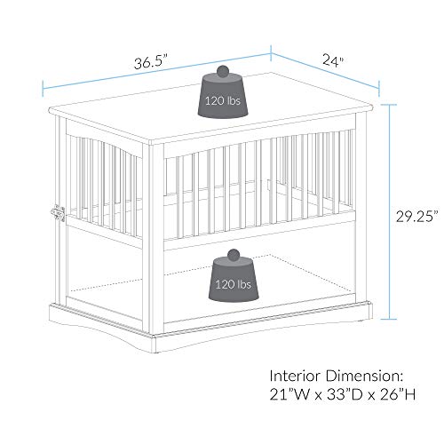Casual Home Wooden Large Pet Crate, End Table, (Black, 24"W x 36.5"D x 29.25"H)
