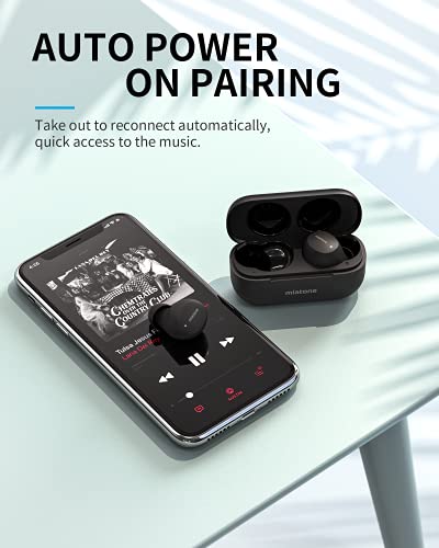 MIATONE Austin - Bluetooth 5.1 Wireless Earbuds with Rubber Oil Type-C Charging Case 94dB Hearing Protection Earphones with Mics CVC8.0 Clear Call 40H Headphones for Kids Men Women Gift - Matte Black