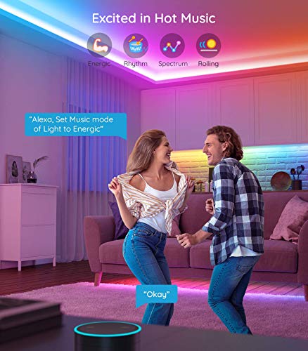 Govee 16.4ft RGBIC LED Strip Lights, WiFi Color Changing LED Lights Segmented Control, Work with Alexa and Google Assistant, Music LED Lights for Bedroom, Kitchen, Christmas Party