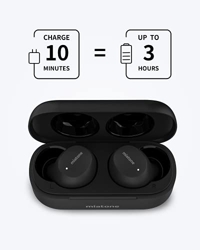 MIATONE Austin - Bluetooth 5.1 Wireless Earbuds with Rubber Oil Type-C Charging Case 94dB Hearing Protection Earphones with Mics CVC8.0 Clear Call 40H Headphones for Kids Men Women Gift - Matte Black