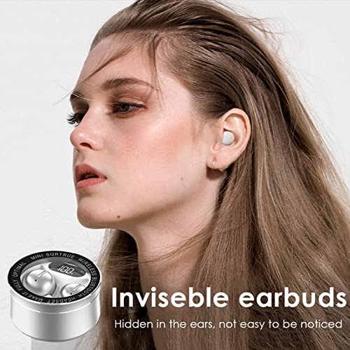 Xmenha Invisible Earbuds Smallest Wireless Bluetooth Small Tiny Ear Buds Secret Hidden Headphones for Work Sleeping Music Comfort Mini Sleep Earbuds for Side Sleepers Red