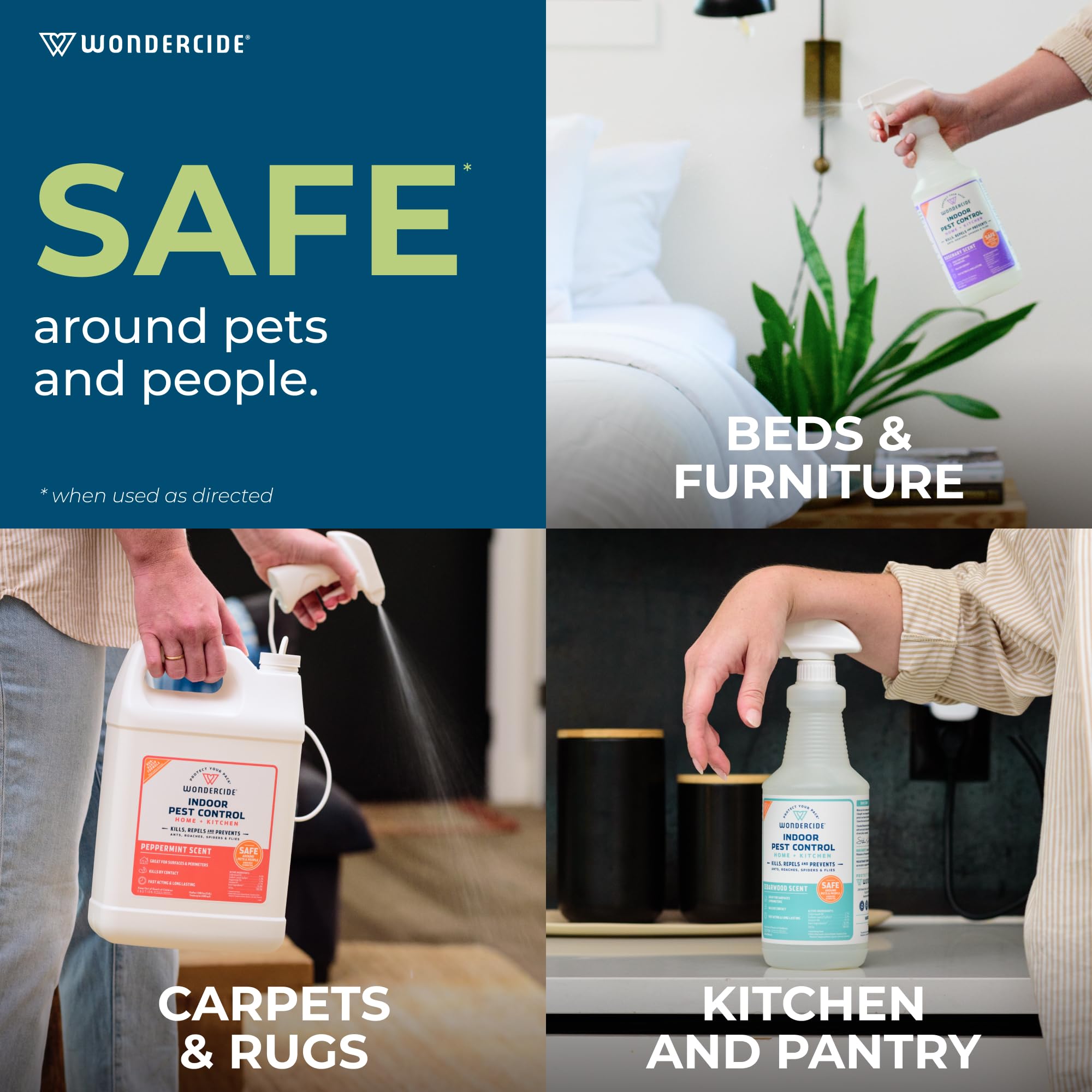 Wondercide - Indoor Pest Control Spray for Home and Kitchen - Ant, Roach, Spider, Fly, Flea, Bug Killer and Insect Repellent - with Natural Essential Oils - Pet and Family Safe β Cedarwood 32 oz