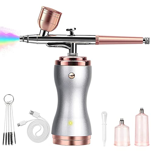 LOKEISNA Airbrush Kit, Cordless Airbrush Compressor, 36PSI Rechargeable Airbrush Gun, Airbrush Makeup with 0.3mm Nozzle and Cleaning Brush Set for Nail Art, Cake Airbrush Decorating Kit, Art Painting