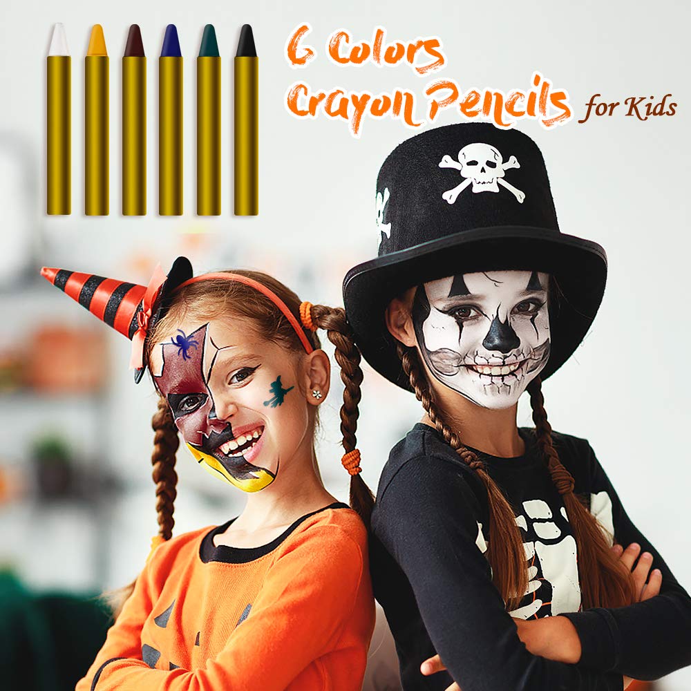 Halloween Makeup Kit for Adults Kids - Zombie Skeleton Vampire Clown Witch SFX Makeup kit, Black White Scary Halloween Cosplay Face Paint Make Up Set Fake Blood Tattoo Stickers 8-Color Makeup Palette