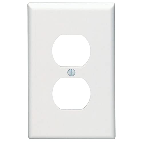 Leviton PJ8-WM 1-Gang Duplex Device Receptacle Wallplate, Midway Size, Thermoplastic Nylon, Device Mount, 10 Pack, White