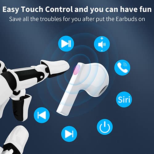 Jiunai Wireless Earbuds for iPhone 13 Pro Max, Bluetooth 5.0 Noise Canceling True Wireless Headphones with Charge Case TWS Stereo Earphone for iPhone 14 Pro iPad Samsung S23 A14 Pixel 7 Pro G Pure