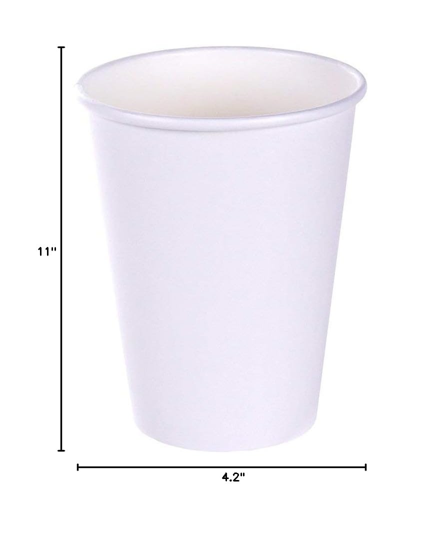 TashiBox White Hot Drink 120 Count - 12 Oz Disposable Paper Coffee Cups