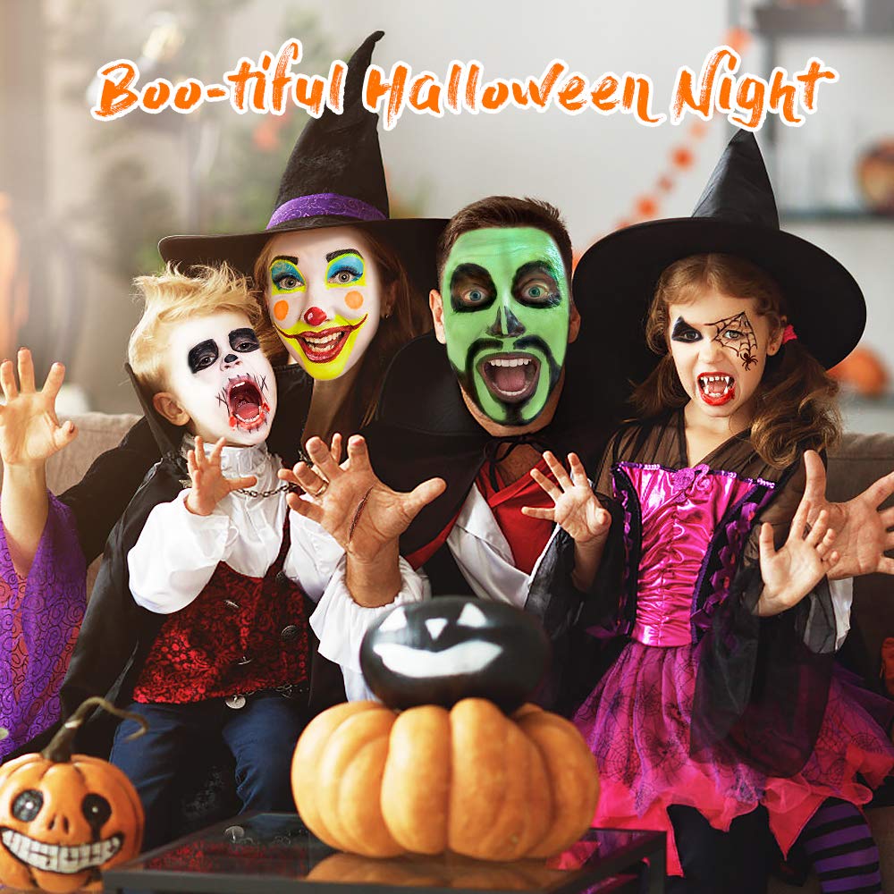 Halloween Makeup Kit for Adults Kids - Zombie Skeleton Vampire Clown Witch SFX Makeup kit, Black White Scary Halloween Cosplay Face Paint Make Up Set Fake Blood Tattoo Stickers 8-Color Makeup Palette