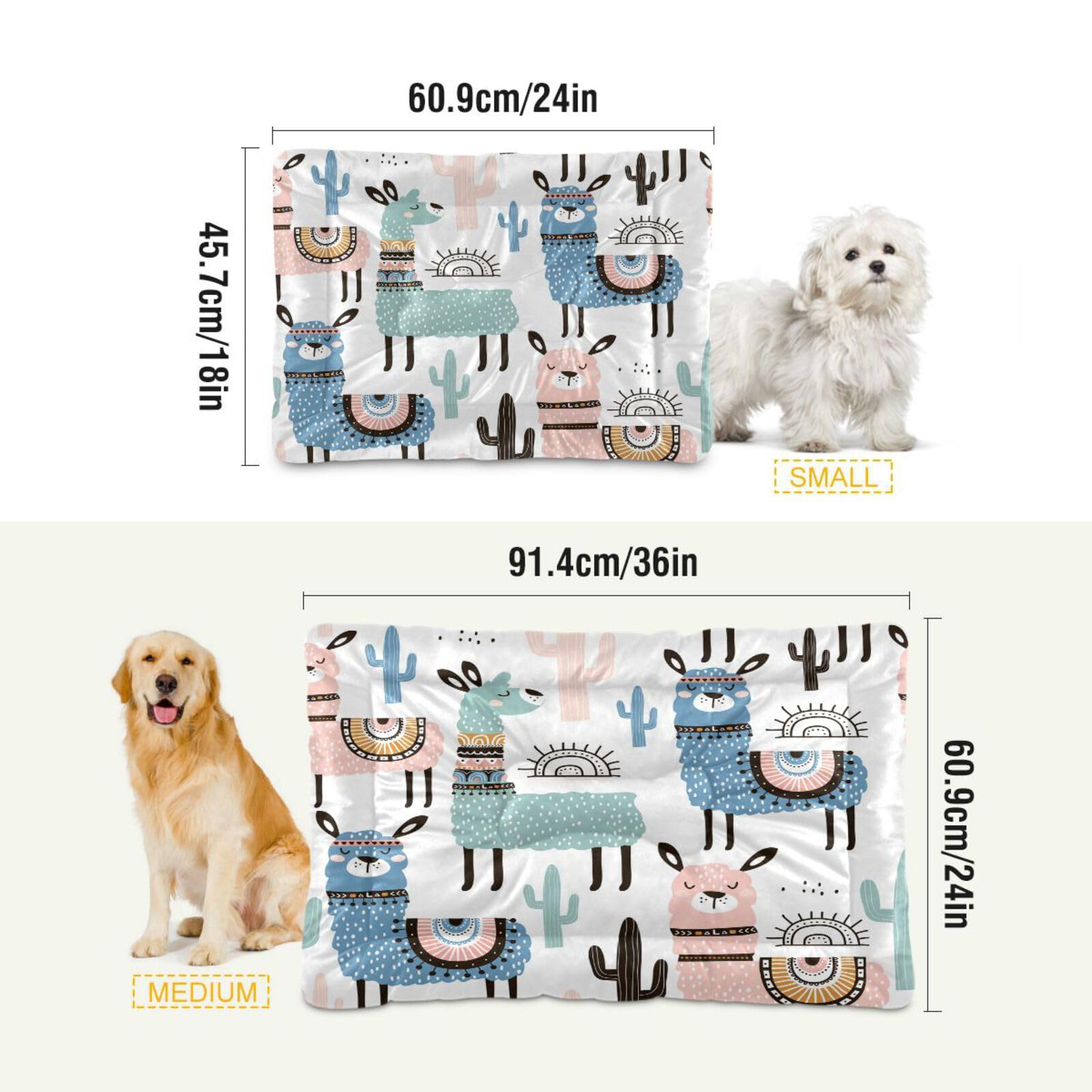 YETTASBIN Cute Llama Crate Pet Bed, Portable Washable Dog Cat Mat, Soft Comfortable Pet Mattress with Non-Slip Bottom for Dogs Cats Sleeping, 24 x 18 Inch