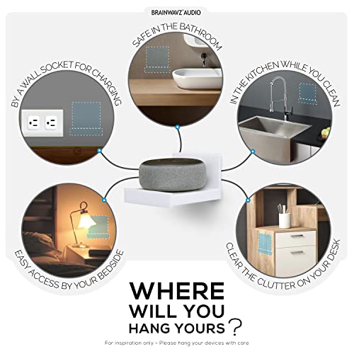 BRAINWAVZ Screwless 4" Universal Shelf for Cloud Security Camera, Baby Monitor, Small Speakers, Electronics & More, No Tools, VHB Tape Strong Adheasive, Easy to Install (White)